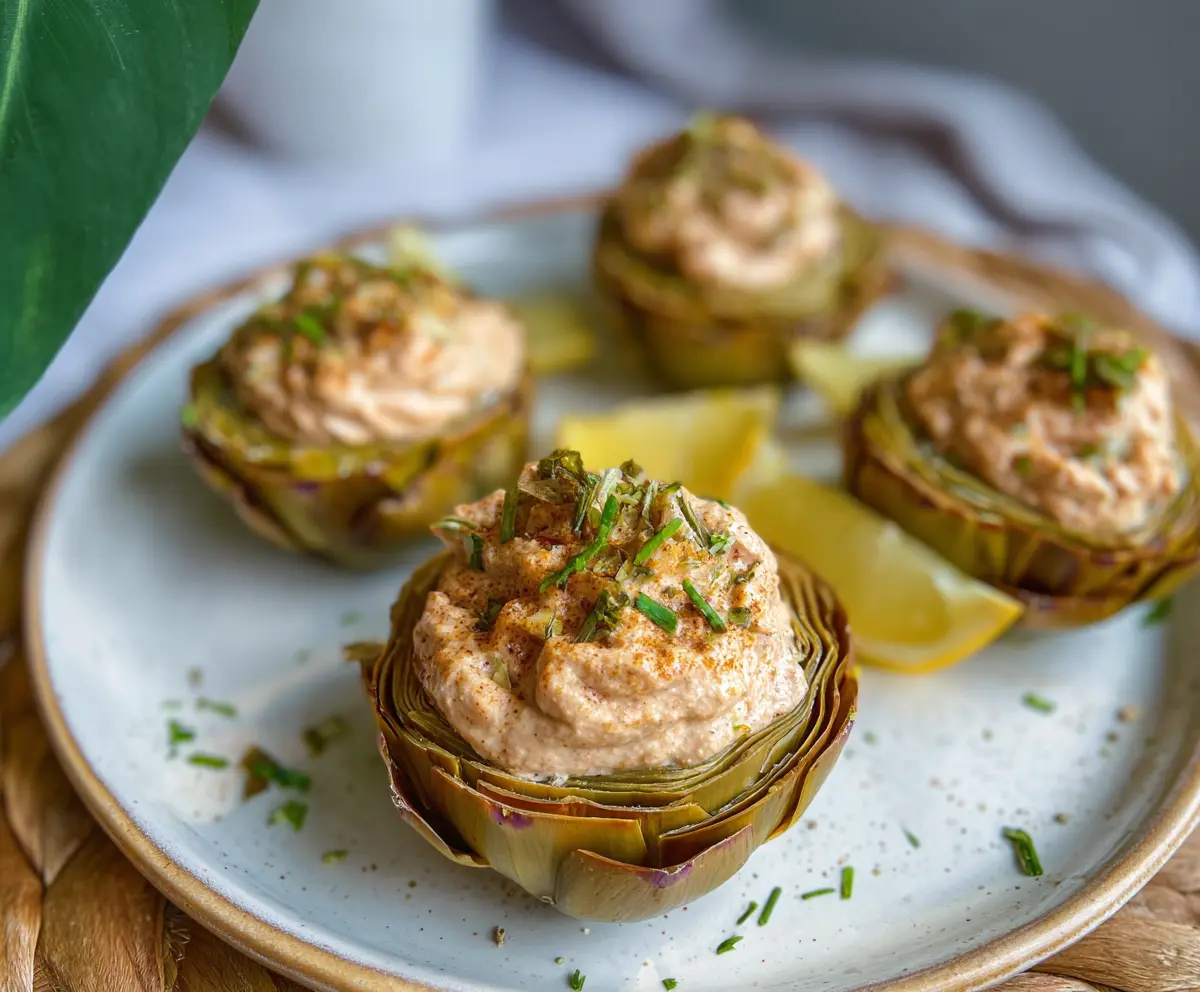 Delicious Salmon Patê Stuffed Artichokes